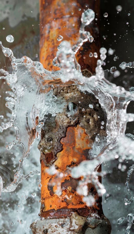 Dramatic Capture of a Pipe Burst Intense Close Up of Cracks with Water ...