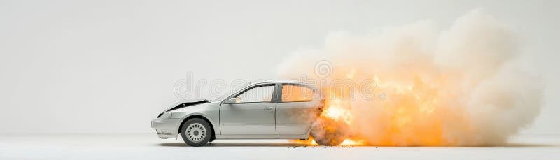 Dramatic Car Fire Incident, Vehicle Engulfed in Flames on the Road ...