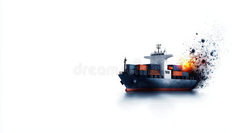 A Dramatic Cargo Ship in Motion Symbolizing Trade and Transportation ...