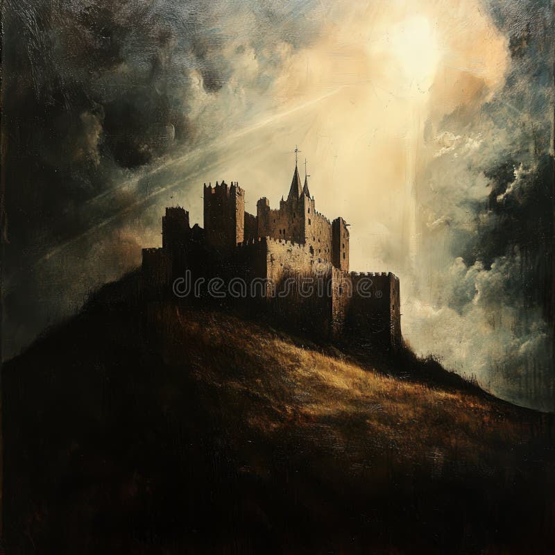 Dramatic Castle Under Stormy Skies Stock Image - Image of medieval ...