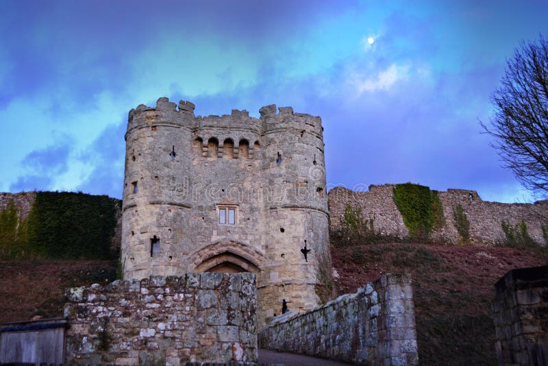 Dramatic Castle Wall and Tower Stock Photo - Image of exterior ...