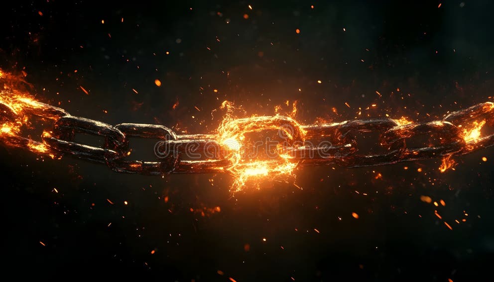 Dramatic Chains Breaking Apart in Slow Motion, Fire Erupting from the ...