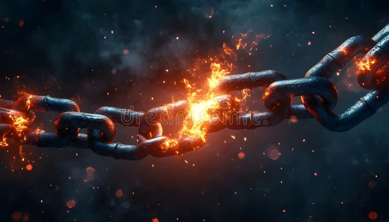 Dramatic Chains Breaking Apart in Slow Motion, Fire Erupting from the ...