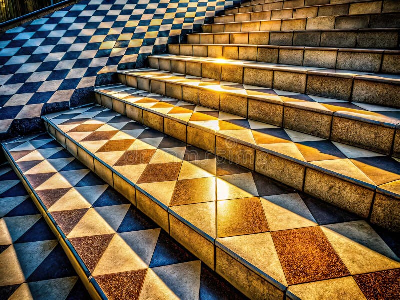 Dramatic Checkered Stone Stairway a Modern Architectural Masterpiece ...