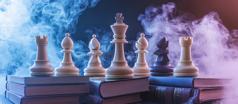 Dramatic Chess Game Setup with Smoke Effect High Quality Image Stock ...