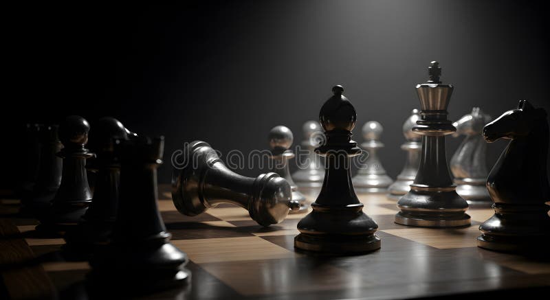 Strategic Chess Game Board with Pieces a Visual Representation of ...