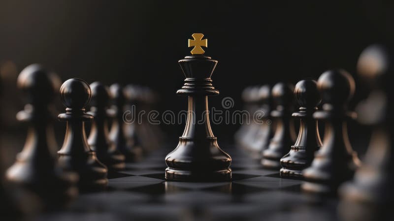 Dramatic Chess Scene with Focus on King Piece in Strategic Battle ...