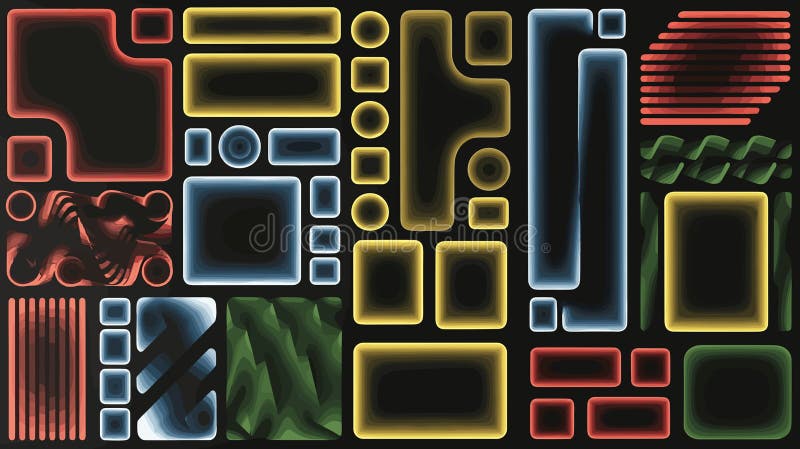 Dramatic Chiaroscuro Image of Modern Art Mural with Illuminated Shapes ...