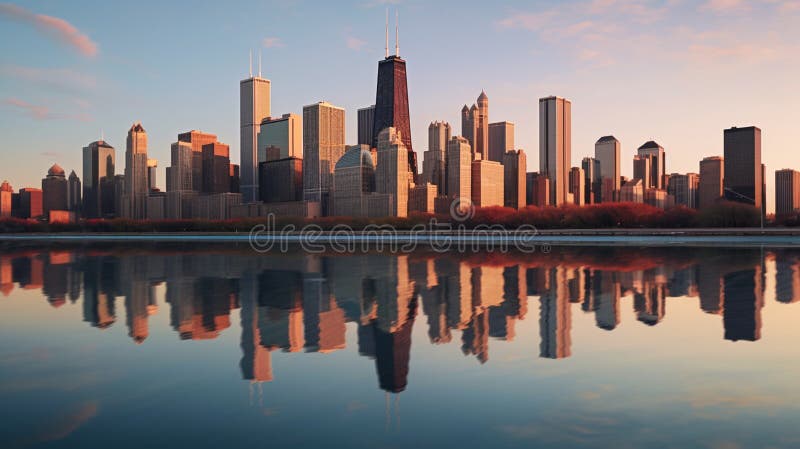 Dramatic Chicago City Silhouette Stock Illustration - Illustration of ...