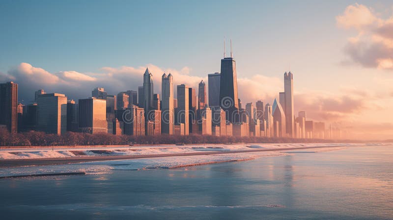 Dramatic Chicago City Silhouette Stock Illustration - Illustration of ...