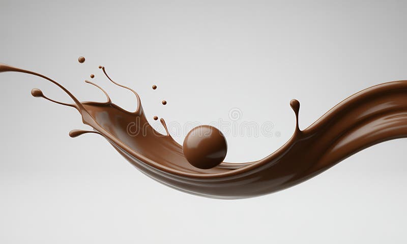 Dramatic Chocolate Splash with Candy Sphere in White Background Studio ...