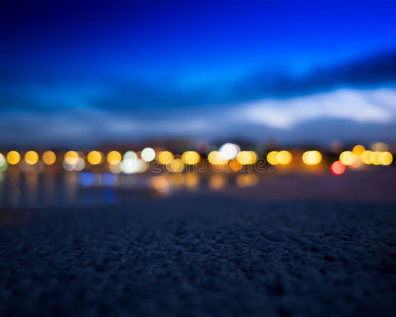 Dramatic City Lights at Horizon Level Bokeh Background Stock Photo ...