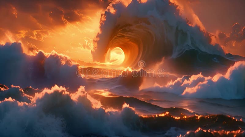 Dramatic Cityscape As Massive Tsunami Wave Approaches, Imminent Danger ...