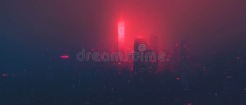 Dramatic Cityscape Illuminated by Spotlight during Night Showcasing ...