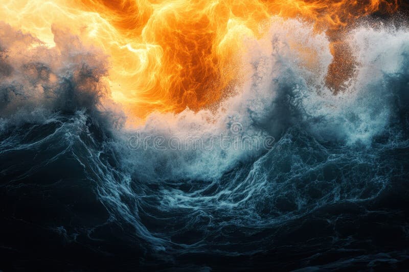 Dramatic Clash of Fire and Ocean Creates a Mesmerizing Visual Spectacle ...