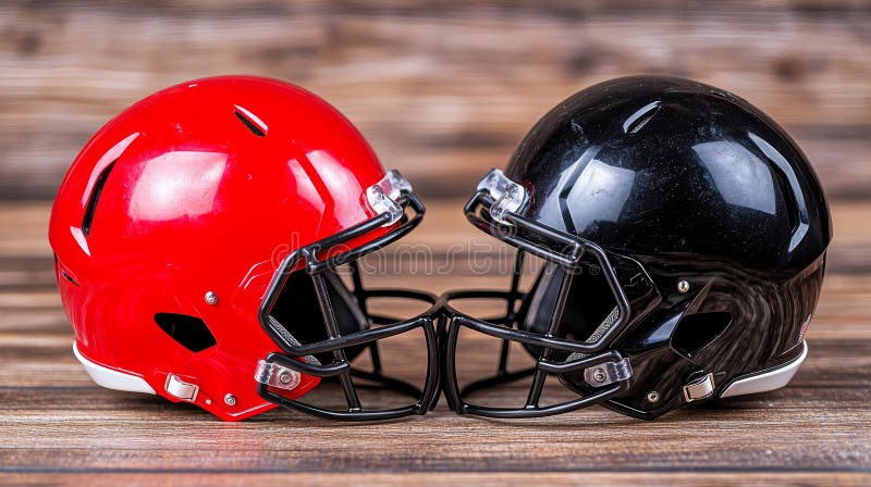 Dramatic Clash of Helmets As Two Players Prepare for an Intense ...