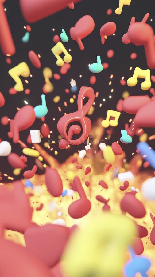 Dramatic Clef and Notes Amidst Glowing Fiery Display Stock Illustration ...