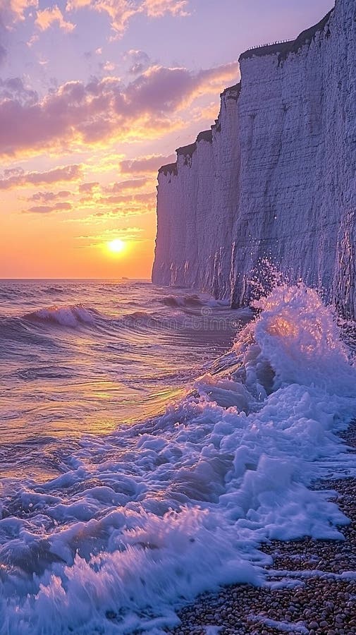 Dramatic Cliffs on Jurassic Coast England Landscape Stock Illustration ...