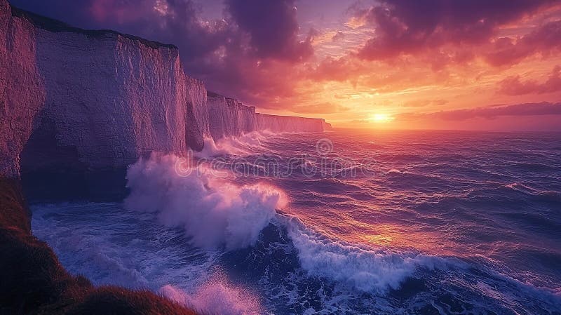Dramatic Cliffs on Jurassic Coast England Landscape Stock Illustration ...