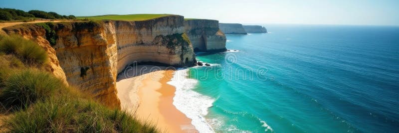 Dramatic Cliffside, Sandy Beach, Drone Perspective, Scenic, Coastal ...
