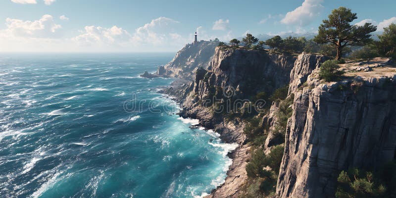 A Dramatic Cliffside View with Crashing Waves Wallpaper Background for ...