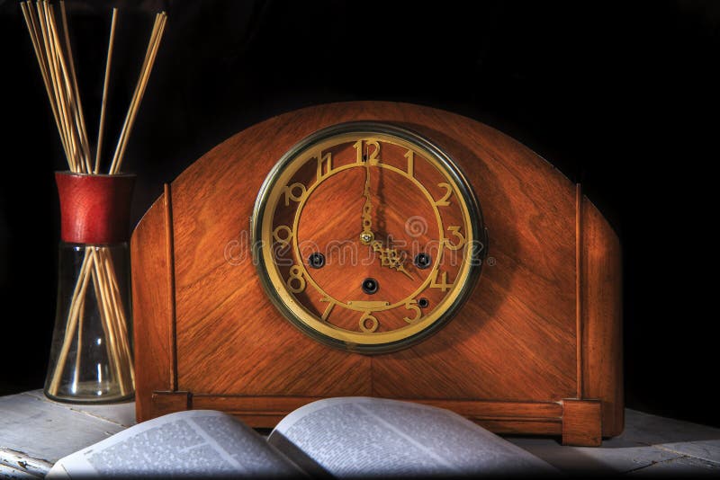 Dramatic Clock Reading stock photo. Image of hardbound - 95117418
