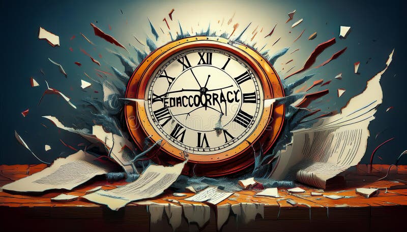 A Dramatic Clock Shattering through Paper, Symbolizing the Urgency of ...