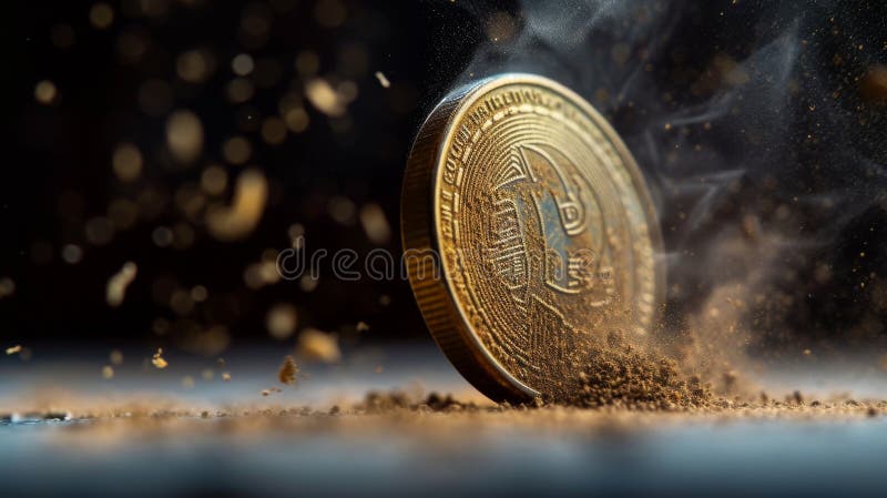 Bitcoin Coin Spinning on Edge in Dramatic Lighting Stock Photo - Image ...