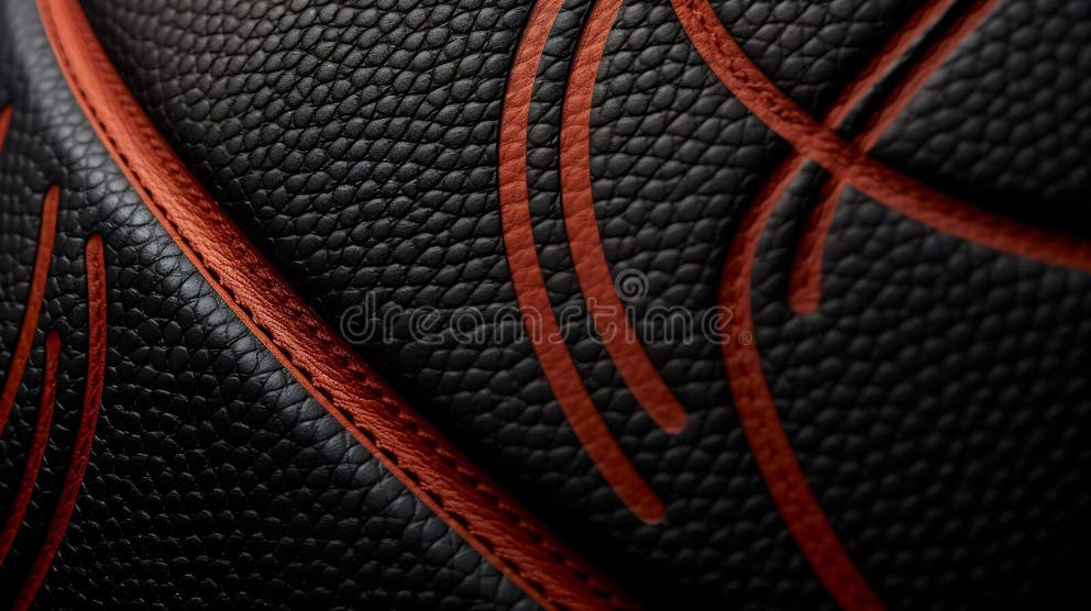 Dramatic Close-Up of Black Basketball Showcasing Leather Texture and ...