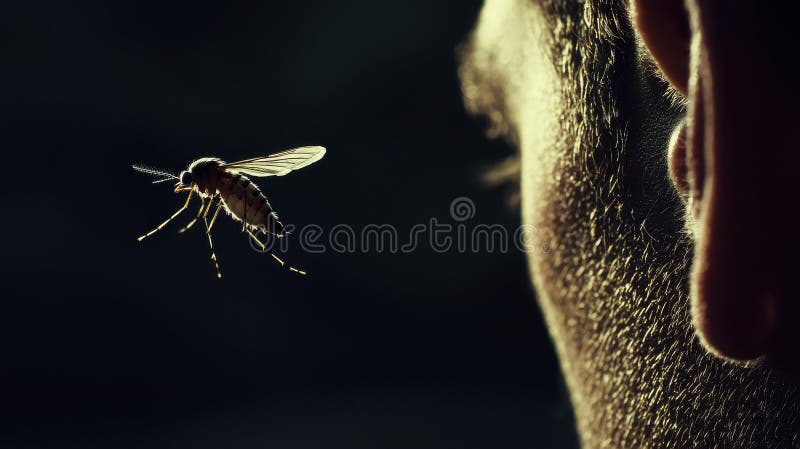 Close-up of a Mosquito Approaching Human Ear in Soft Focus Stock ...