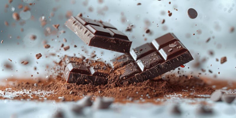 Exploding Chocolate Bar with Cocoa Powder Stock Image - Image of ...