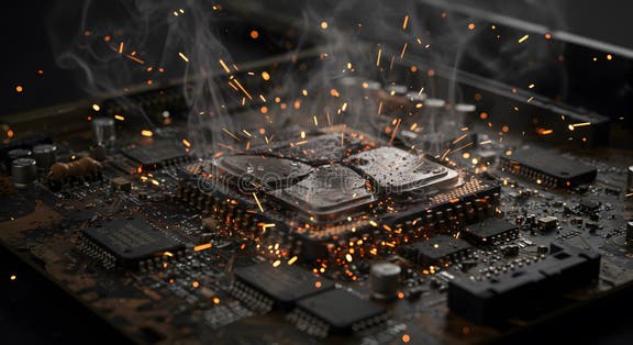 Overheated Circuit Board: Technology Failure and Breakdown Stock ...