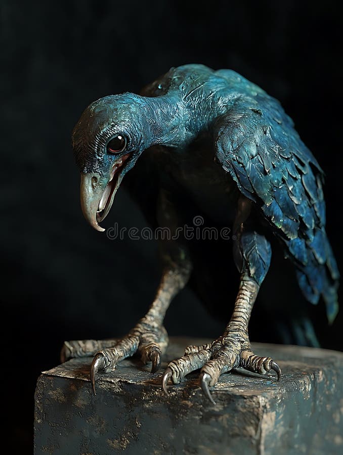 A Dramatic Closeup of a Digitally Rendered Bluehued Bird of Prey ...