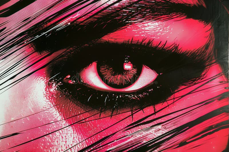Dramatic Close-up of an Eye with Intense Red and Black Streaks Stock ...