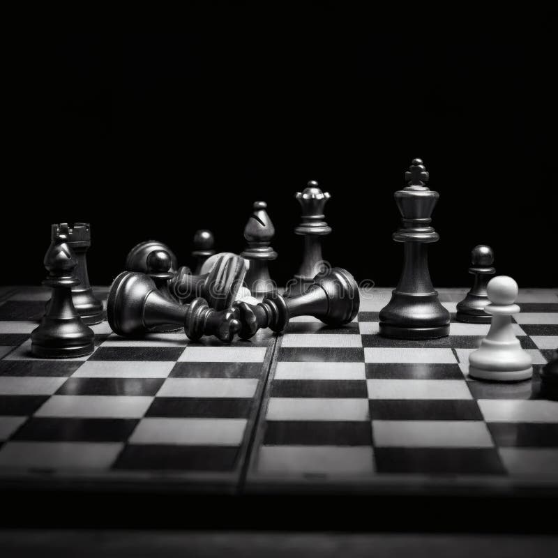 Dramatic Close Up of Fallen Chess Pieces after Intense Match Concept of ...