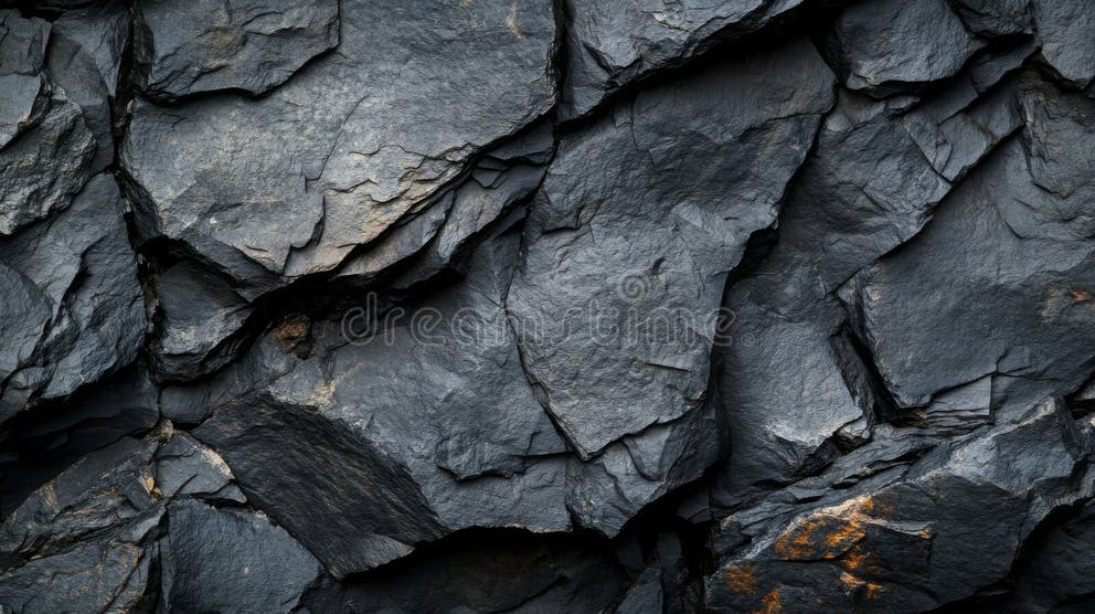 Dramatic Close Up of Jagged Dark Gray Rock Texture with Uneven Surface Stock Illustration ...
