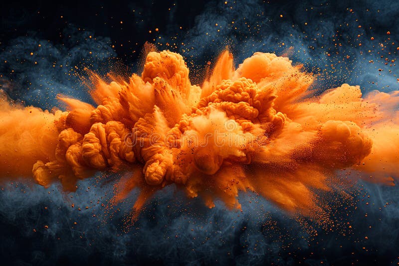 Explosive Orange Paint Explosion on Dark Background Stock Illustration ...