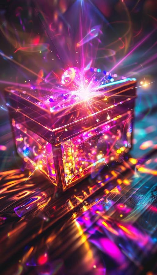 Dramatic Close Up of Pandora S Box with Colorful Light Beams Escaping ...