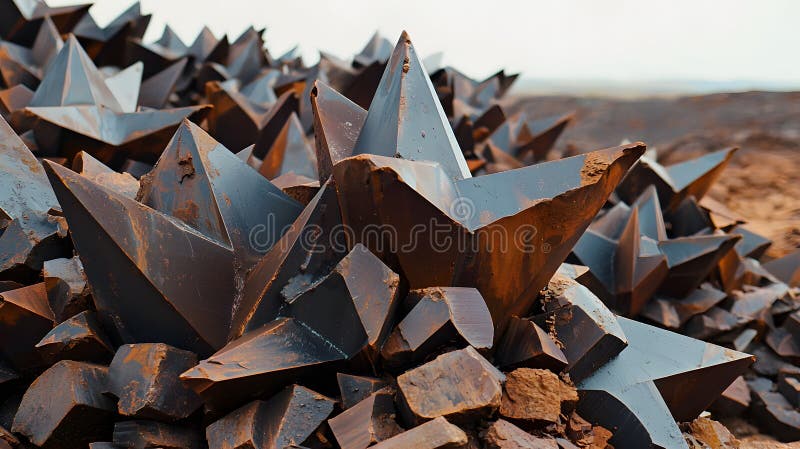 Dramatic Close Up of Rust Colored Crystal Formations Geometric Star ...