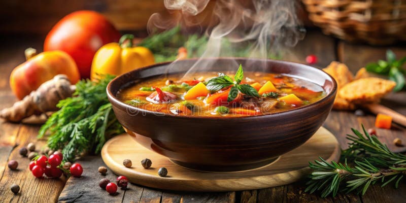 A Dramatic Close-Up of a Steaming Bowl of Soup Stock Image - Image of ...