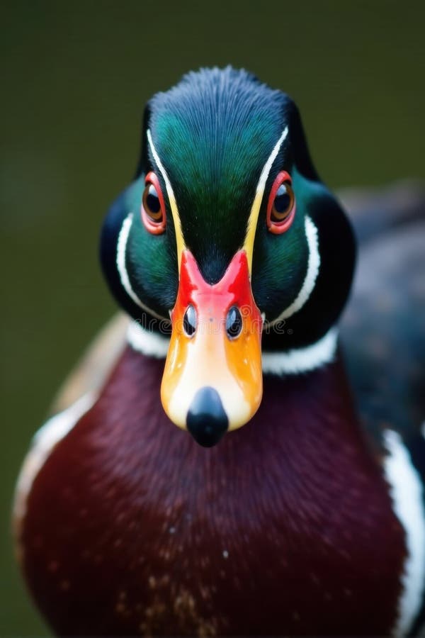 Dramatic Close Up of a Wood Duck, Intense Gaze, Focus, Vibrant Stock ...