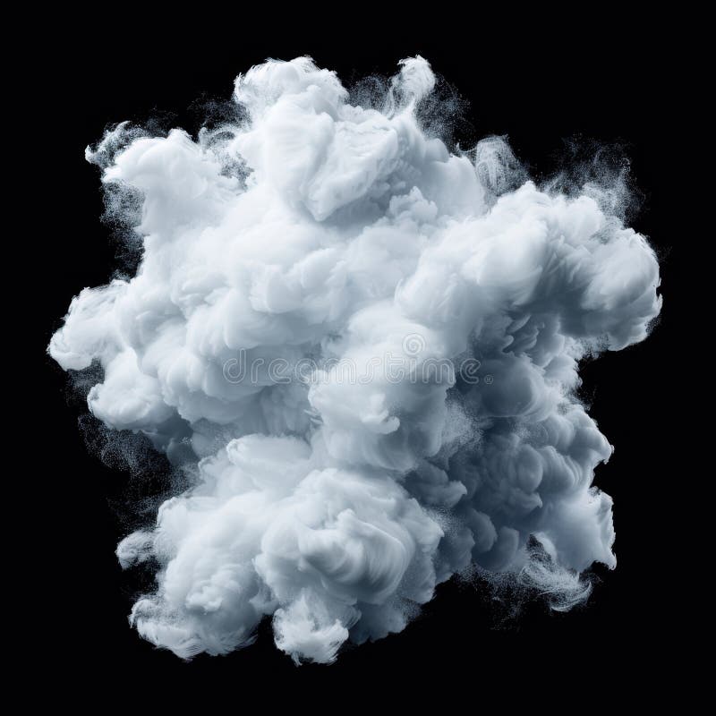 Dramatic Cloud Explosion on Black Background Stock Illustration ...