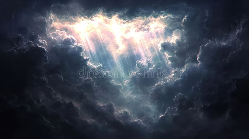 Dramatic Clouds with Beams of Light Breaking through, Creating a ...