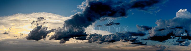 Dramatic Clouds Formation, Panorama Format Stock Image - Image of vista ...