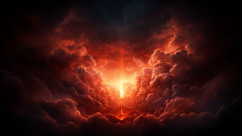 Dramatic Clouds Illuminated by Fiery Light, Creating an Intense ... Dramatic Clouds Illuminated by Fiery Light, Creating an Intense ...