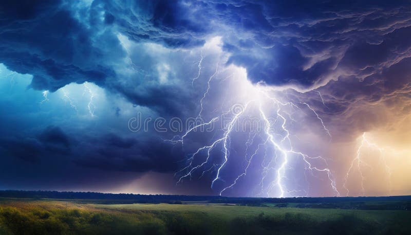 Dramatic Clouds at Night with Lightning and Thunder. Stormy Weather ...