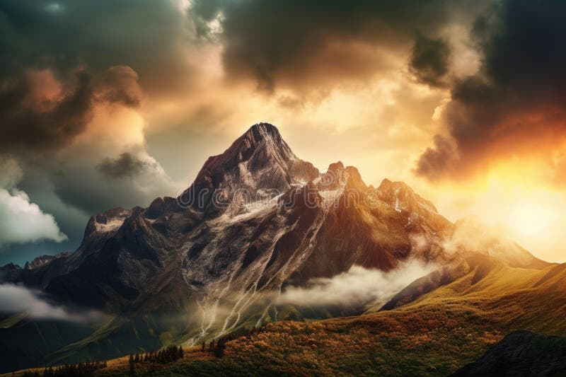 Dramatic Clouds Over a Mountain Range Stock Photo - Image of cloudscape ...