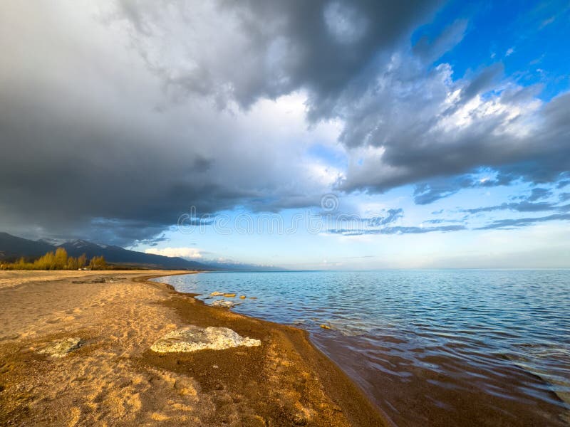 Dramatic Clouds Over the Sea. Natural Landscape. Rain and Large Dark ...