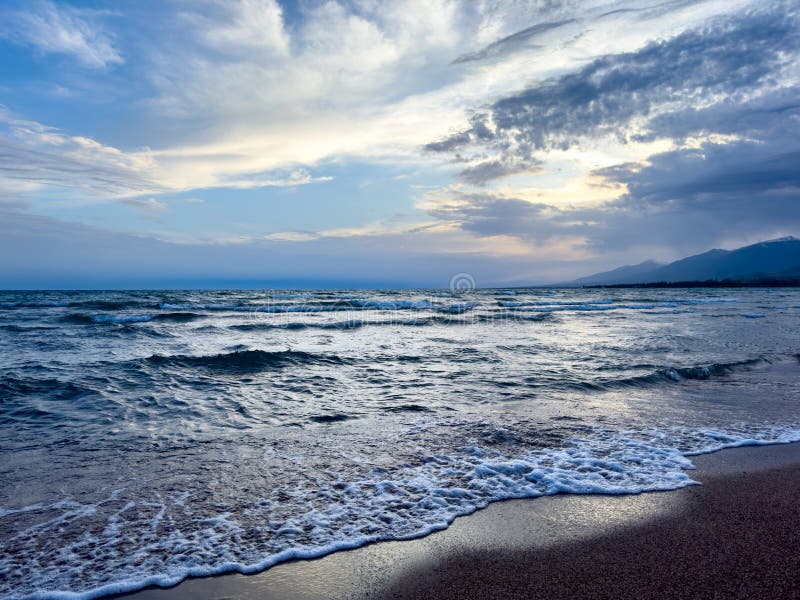 Dramatic Clouds Over the Sea. Natural Landscape. Rain and Large Dark ...