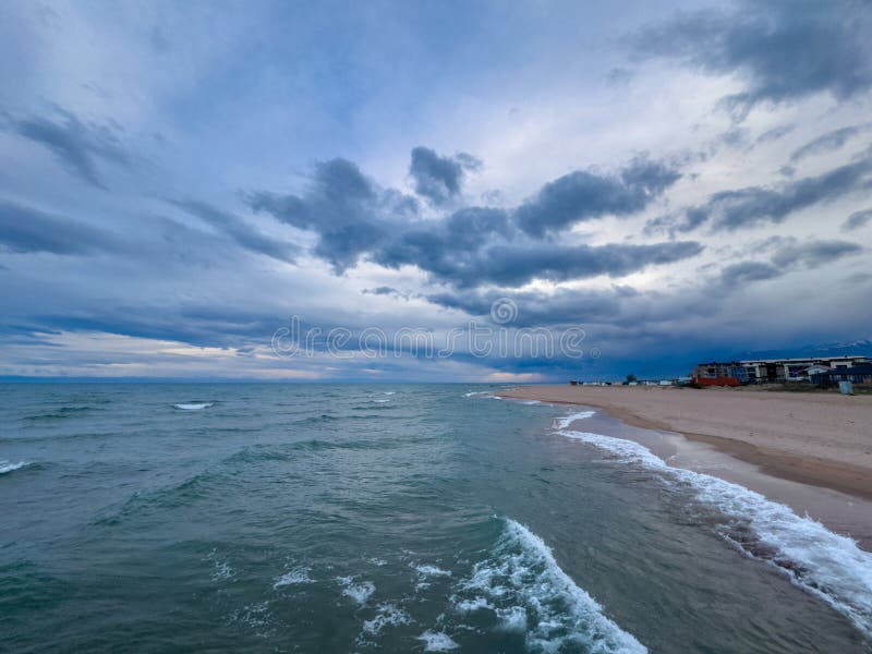 Dramatic Clouds Over the Sea. Natural Landscape. Rain and Large Dark ...